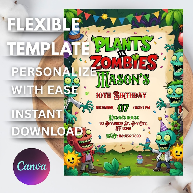 Plants Vs Zombies Birthday Invitation: PVZ Party Printables - Etsy