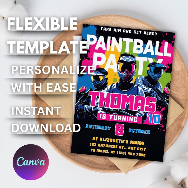 Paintball Birthday Invitation, Editable Party Invite (digital) - Etsy