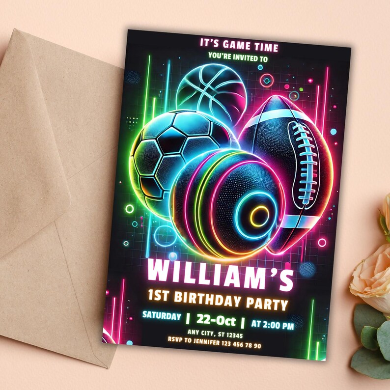 All-star Sports Birthday Invitation | Game Day Digital Download - Etsy