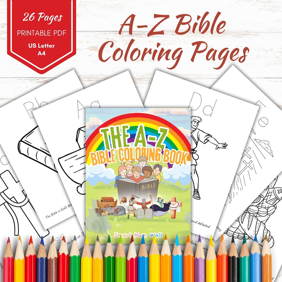 Bible A-Z Coloring Pages, Traceable Letters, Sunday School Kids ...