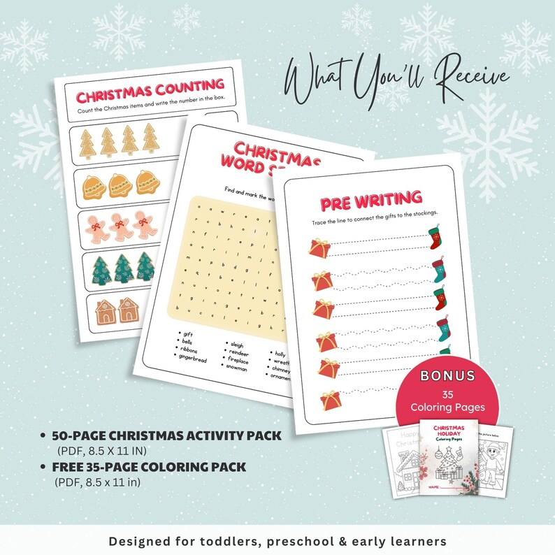 50 Christmas Activity Pages, Christmas Coloring Pages, Christmas ...