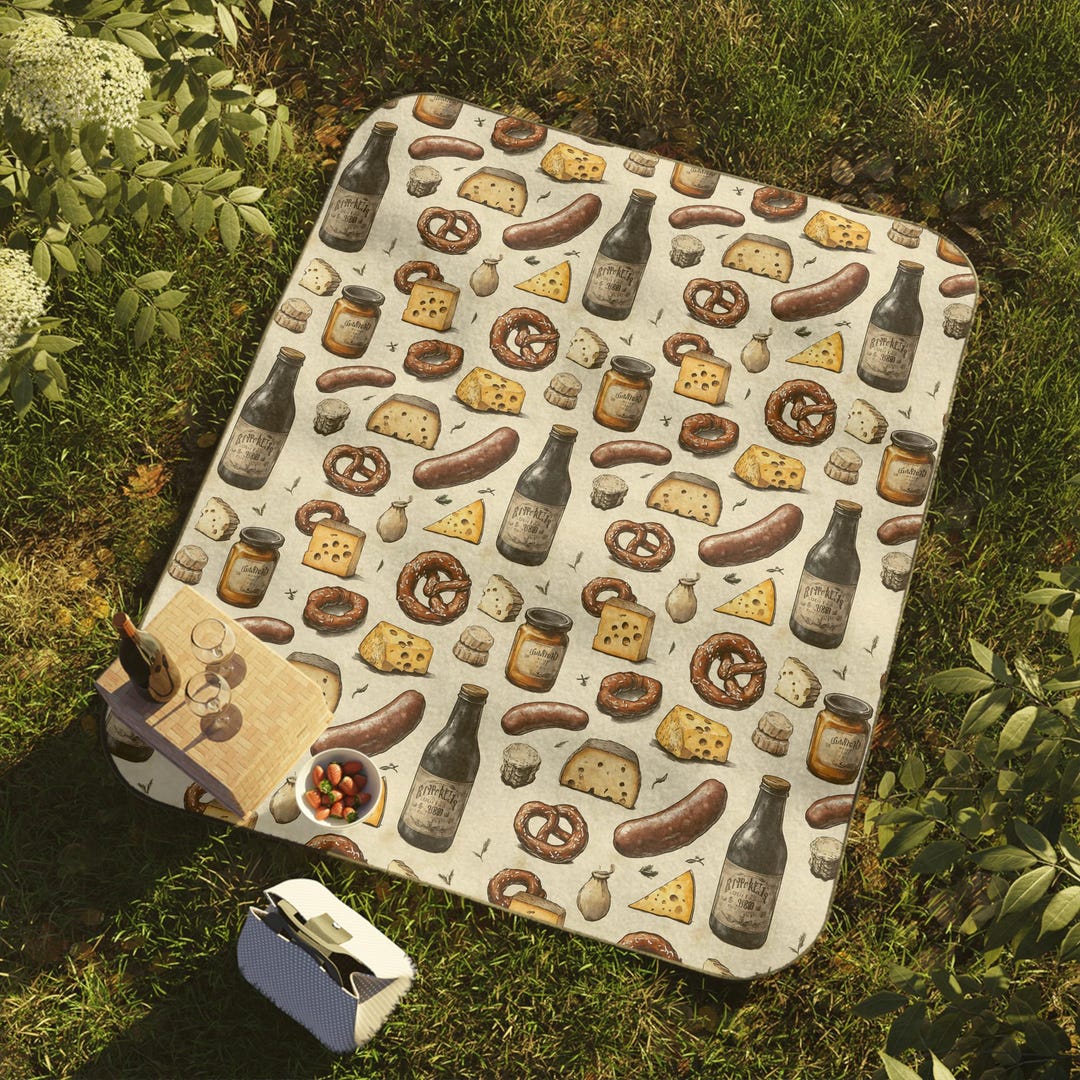 Picnic Blanket, Vintage Retro Oktoberfest Design - Outdoor Blanket ...