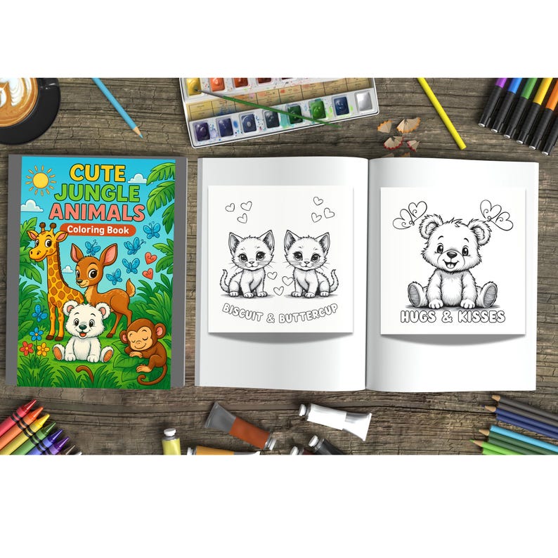 Cute Animal Coloring Pages for Kids & Adults, Printable PDF, Stress ...