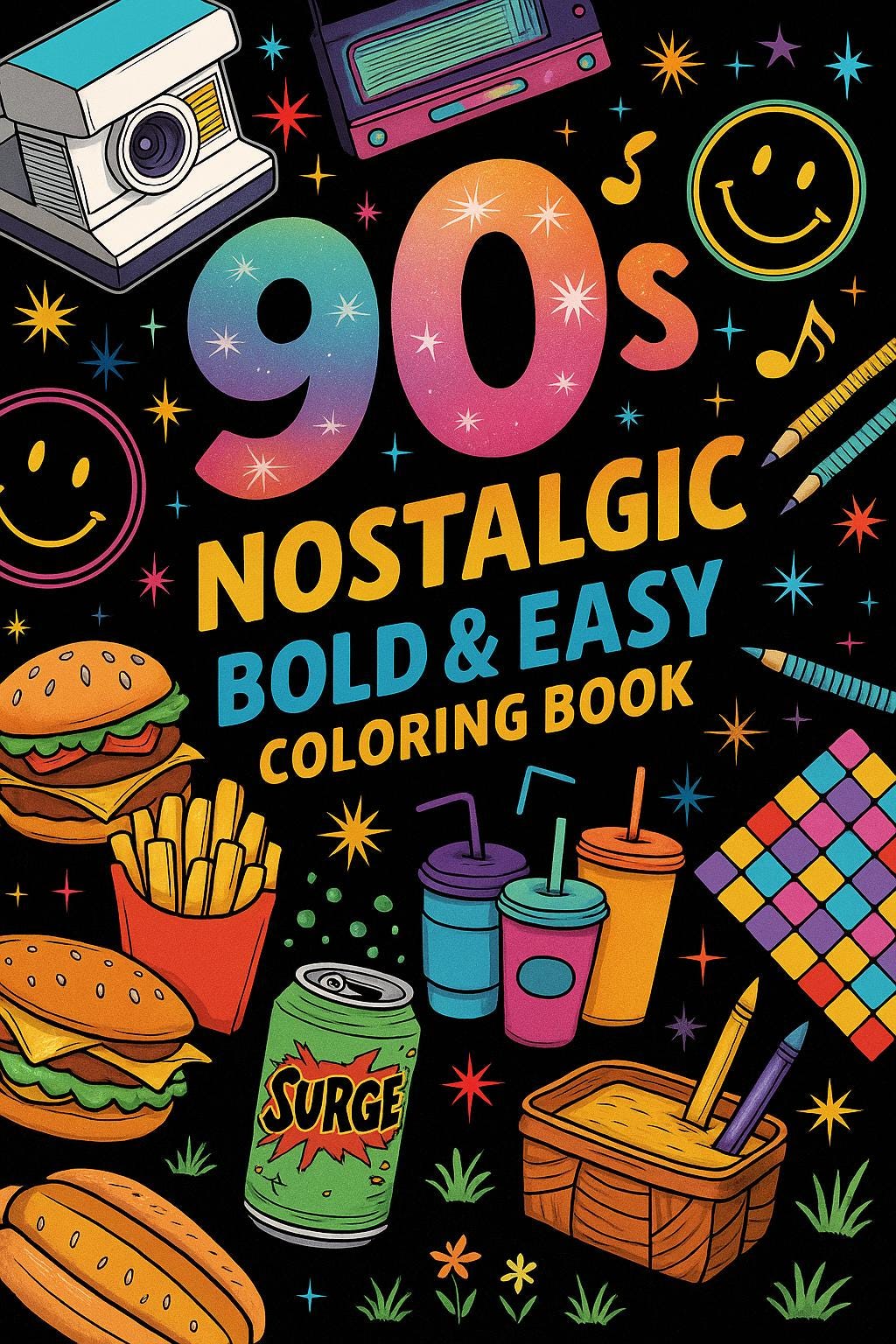 Nostalgic 90s Coloring Book With Vintage Cartoon Designs - Fun Activity ...
