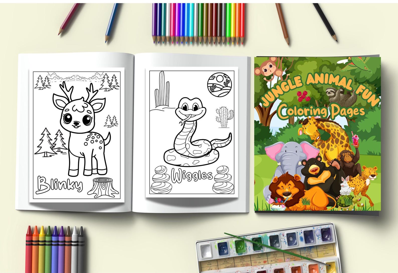 Jungle Animals Coloring Pages: Fun Activity Book (digital Download) - Etsy