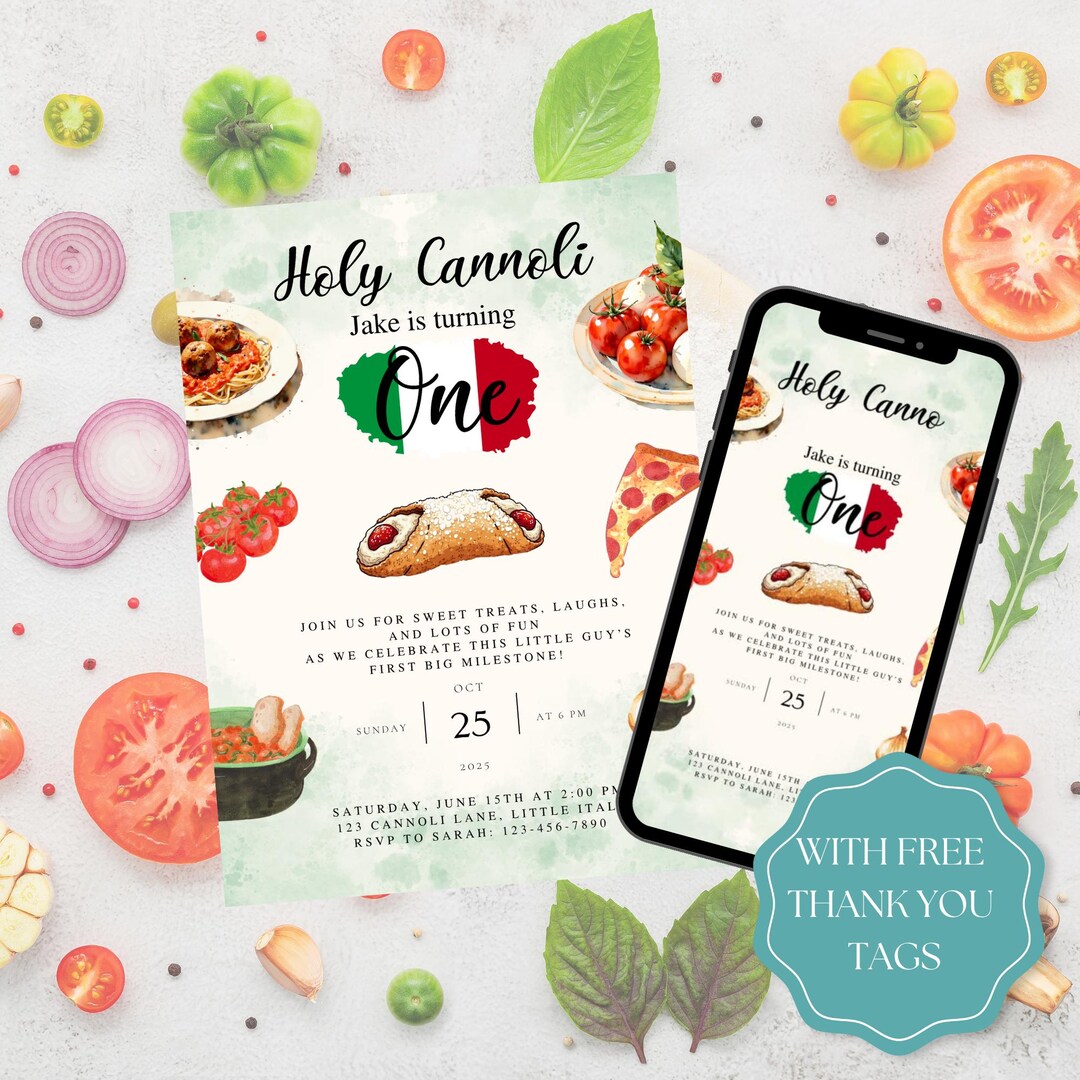 Holy Cannoli First Birthday Invitation: Italian Theme With Animated ...