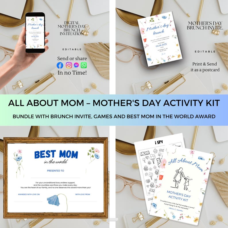 Mother’s Day Activity Kit – Printable Brunch Invite, Fun Games & Best ...