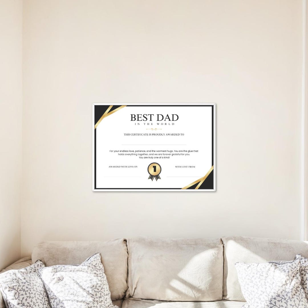 Printable Best Dad Award Certificate, Editable Canva Gift for Father’s ...