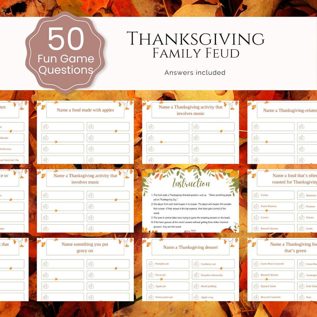 Thanksgiving Family Feud Game: Printable Holiday Trivia (PDF Download ...