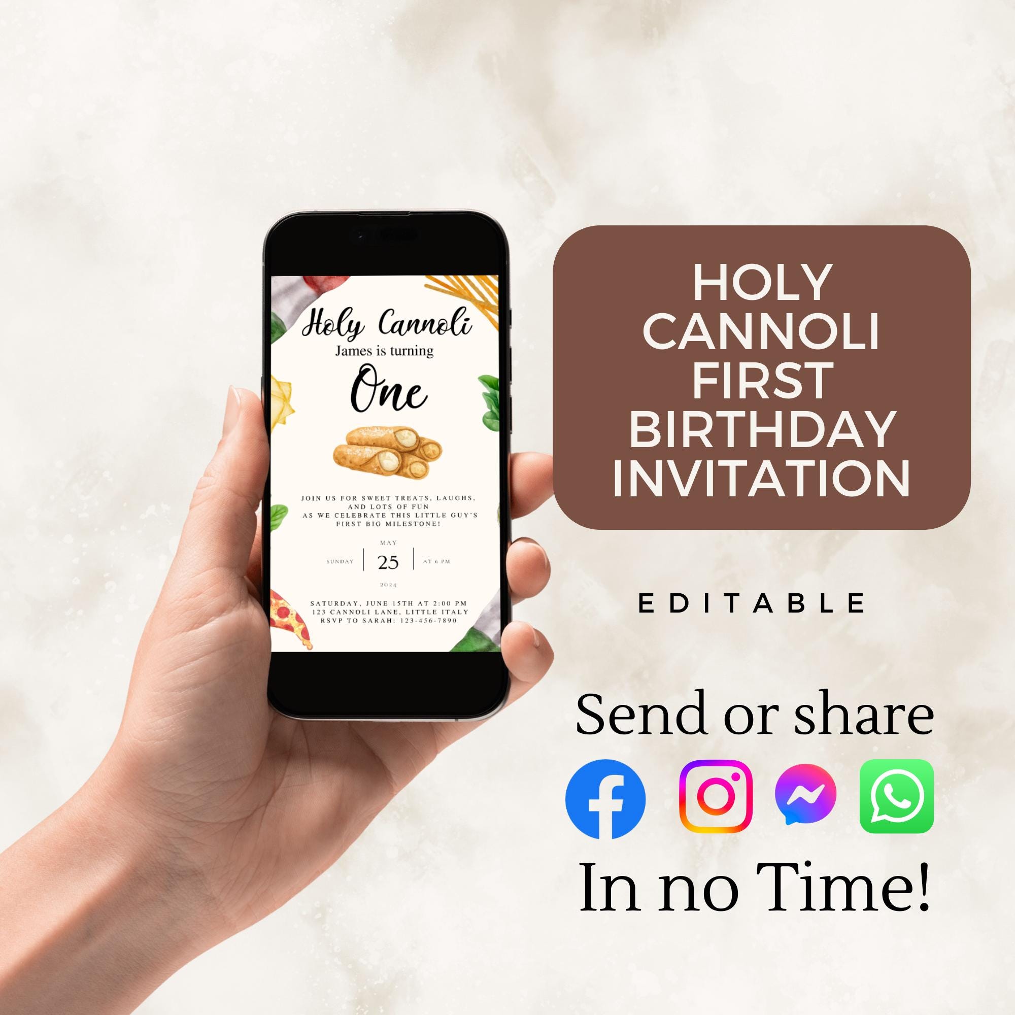 Holy Cannoli First Birthday Invitation: Italian Theme (digital) - Etsy