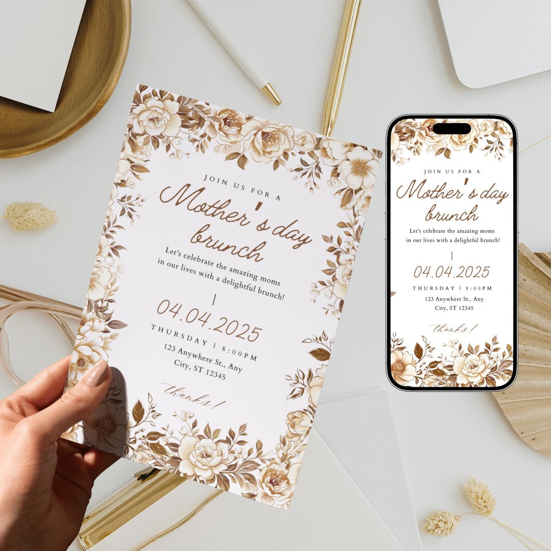 Printable Brunch Invitation for Moms – Elegant Floral Design to ...