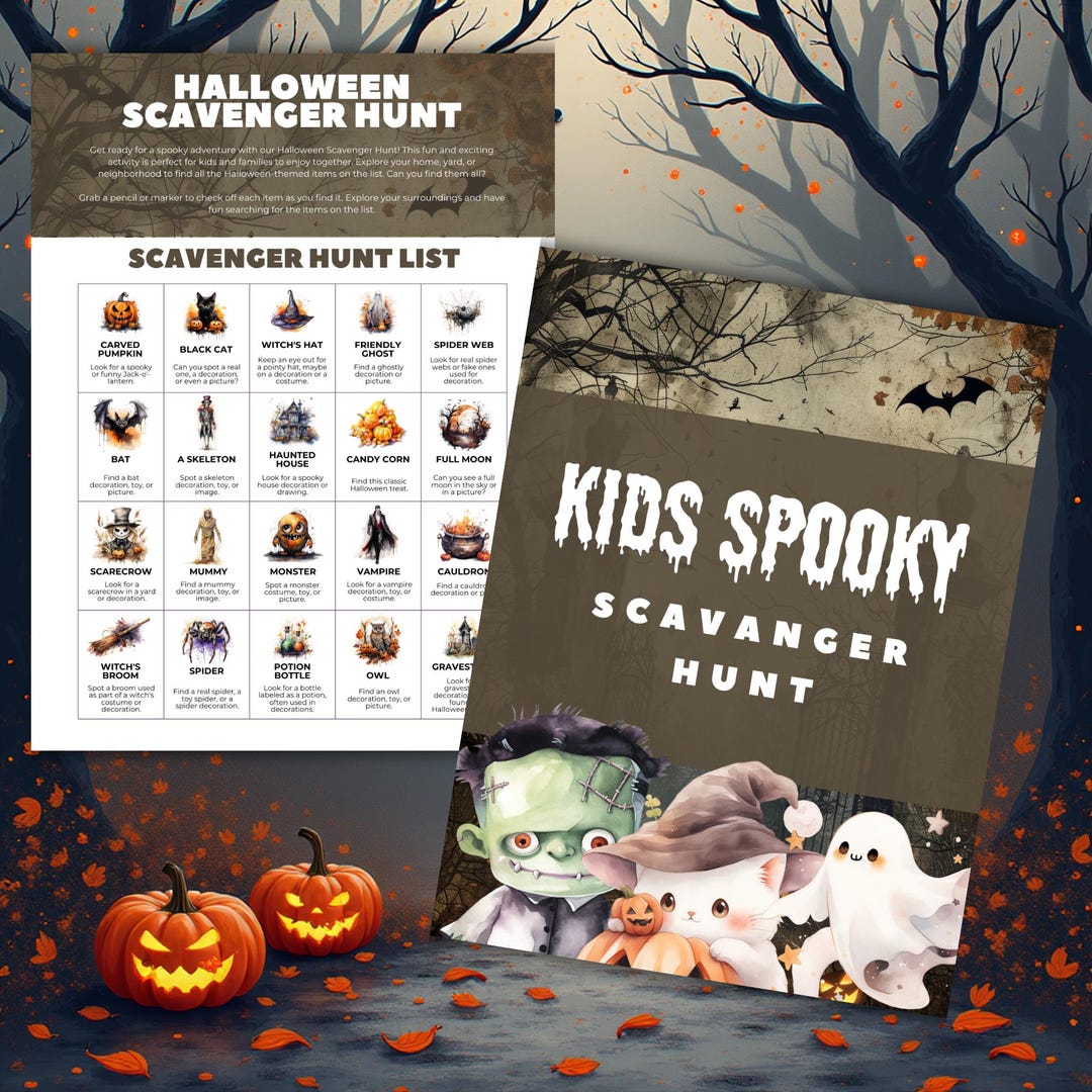 Halloween Scavenger Hunt: Spooky Printable Game for Kids (PDF Download ...