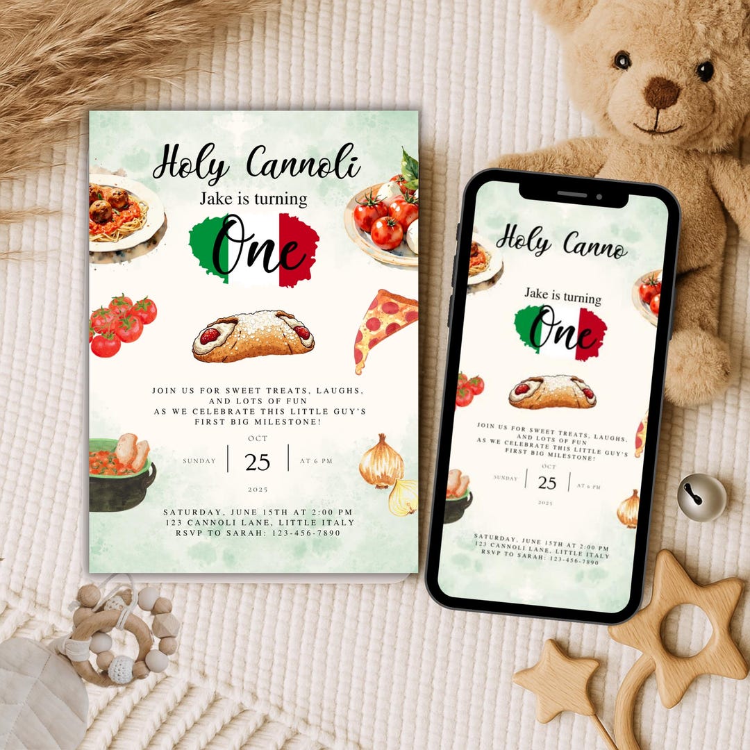 Holy Cannoli First Birthday Invite: Italian Theme With Animated Video ...