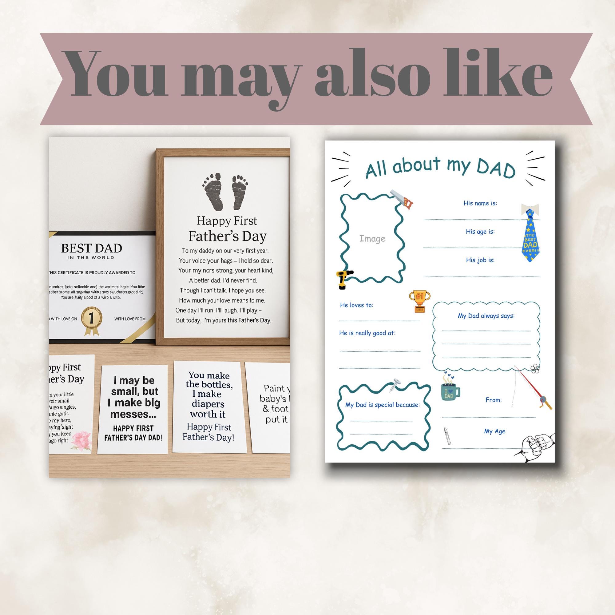 First Fathersday Gift From Baby, Printable Wallart Poem, Keepsake for ...