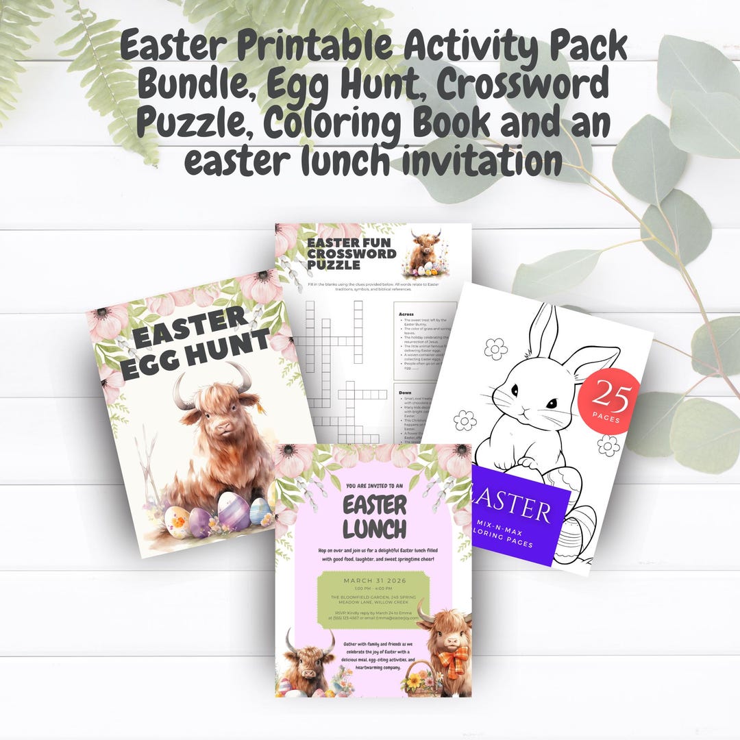 Easter Egg Hunt Invitation, Printable Activity Pack Bundle, Crossword ...