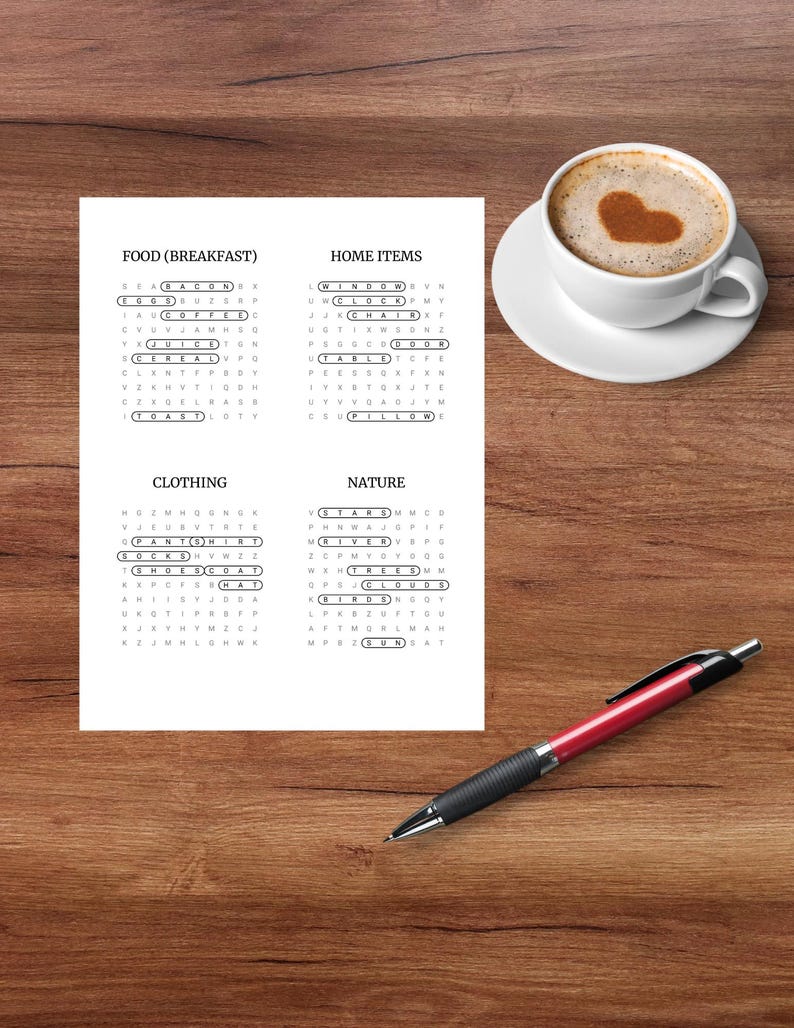 Large Print Word Search Puzzle for Visually Impaired Seniors With ...