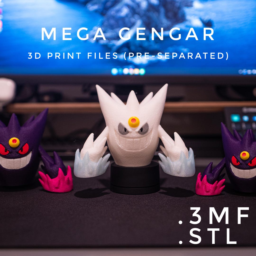 Mega Gengar 3D Printable 3mf + STL Files (pre-separated Parts, No AMS ...