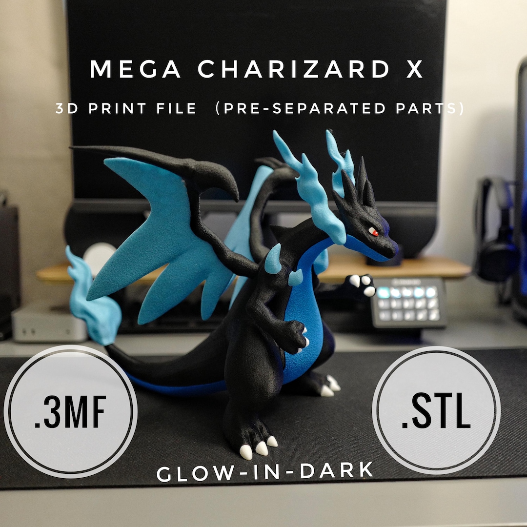 Mega Charizard X 3D Printable 3mf + STL Files (separated Parts, No AMS ...