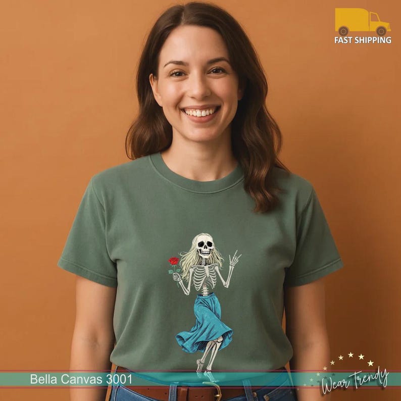 Blue Skirt With Rose Grateful Dead T Shirt, Jerry Garcia, Guitar, Show ...