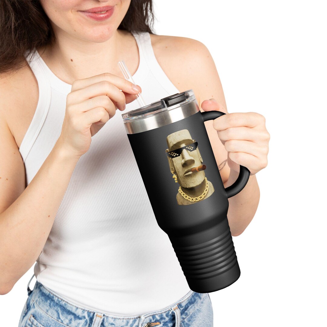 Rapa Nui Tumbler Mug Travel Mug, Easter Island Moai Design Stainless ...