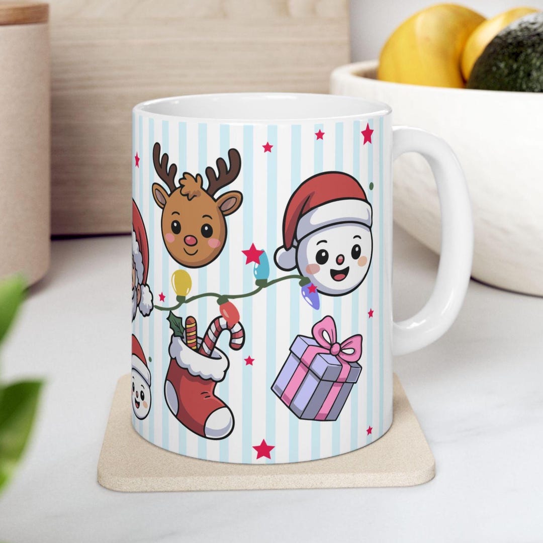 Christmas Coffee Cup, Santa Coffee Mug, Xmas Tree Mugs, Holiday ...