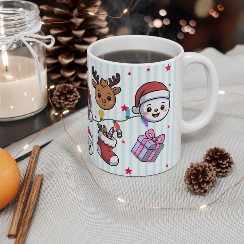 Christmas Coffee Cup, Santa Coffee Mug, Xmas Tree Mugs, Holiday ...