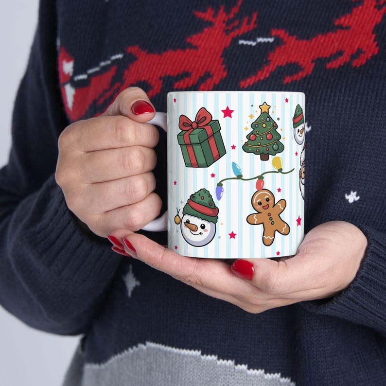 Christmas Coffee Cup, Santa Coffee Mug, Xmas Tree Mugs, Holiday ...