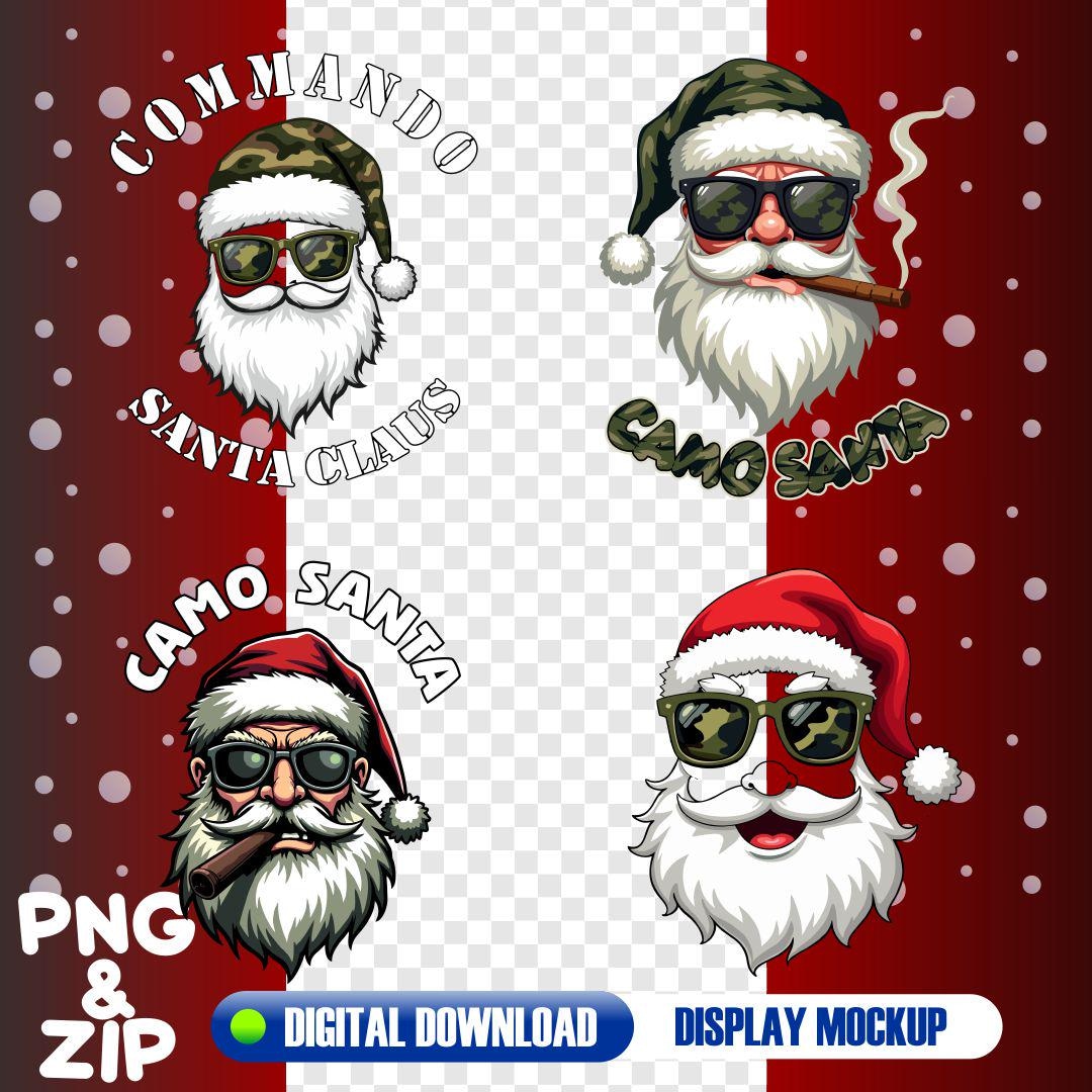 Camo Santa Png, Santa Wear Camo Hat Png, Christmas Hunting Png ...