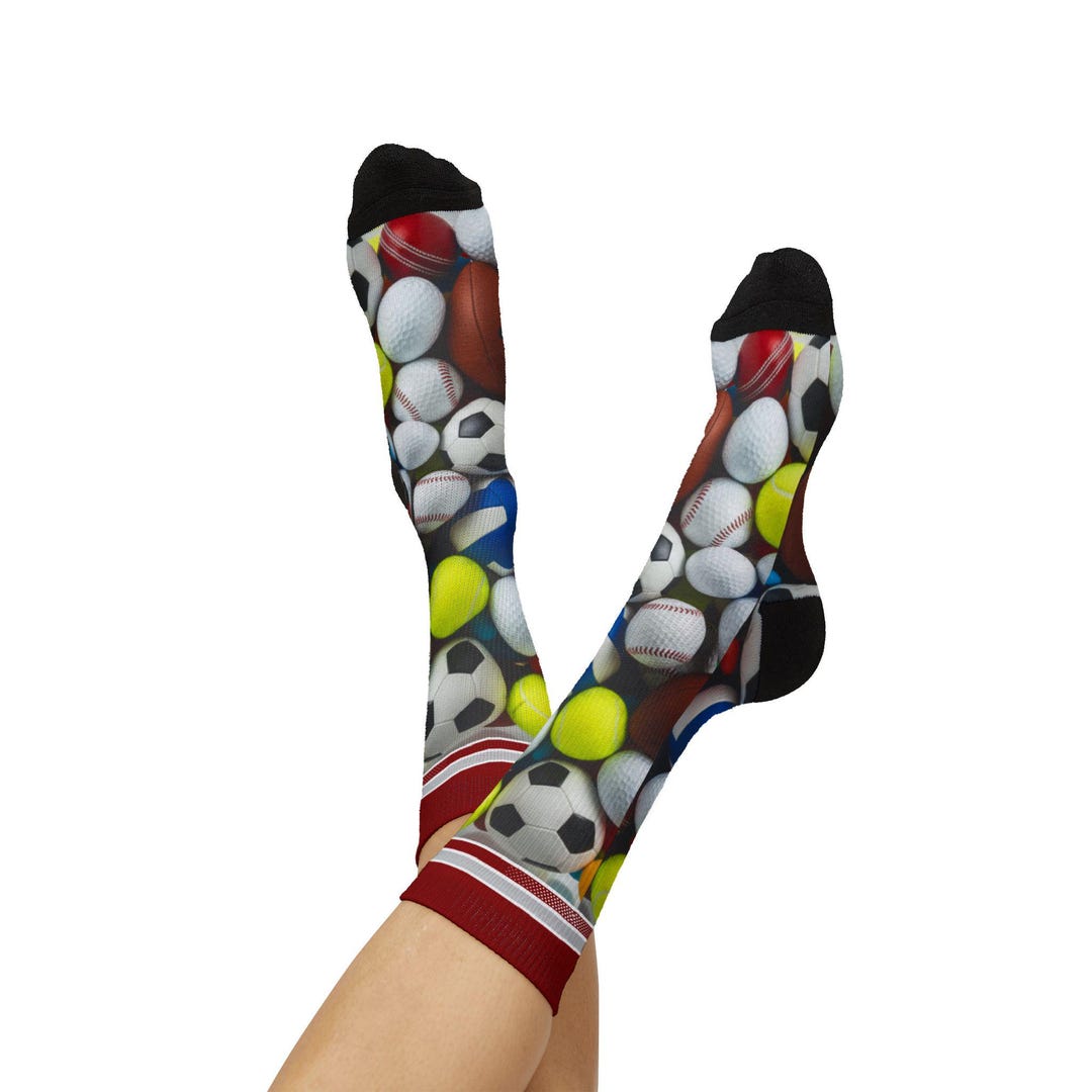 Balls Junction Crew Socks, Sports Fans, Game Lover Novelty Socks - Etsy