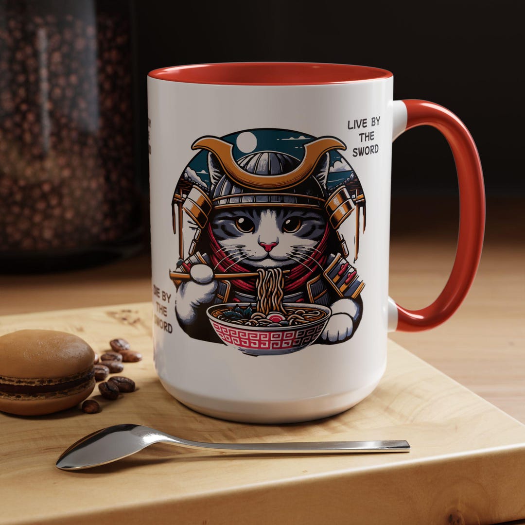 Samurai Cat Coffee Mug: Anime Style Kitchenware - Etsy