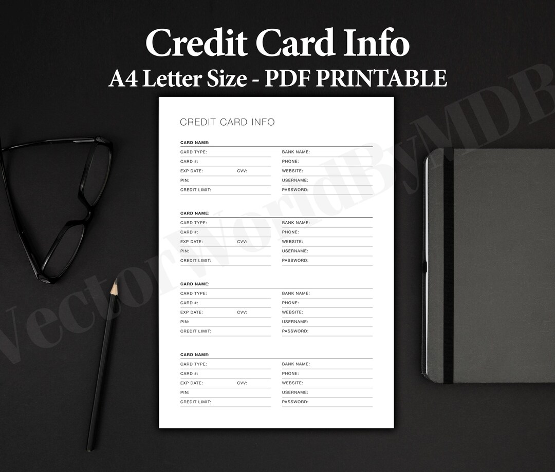 Minimalist Credit Card Planner Template: Daily Schedule, Printable A4 ...