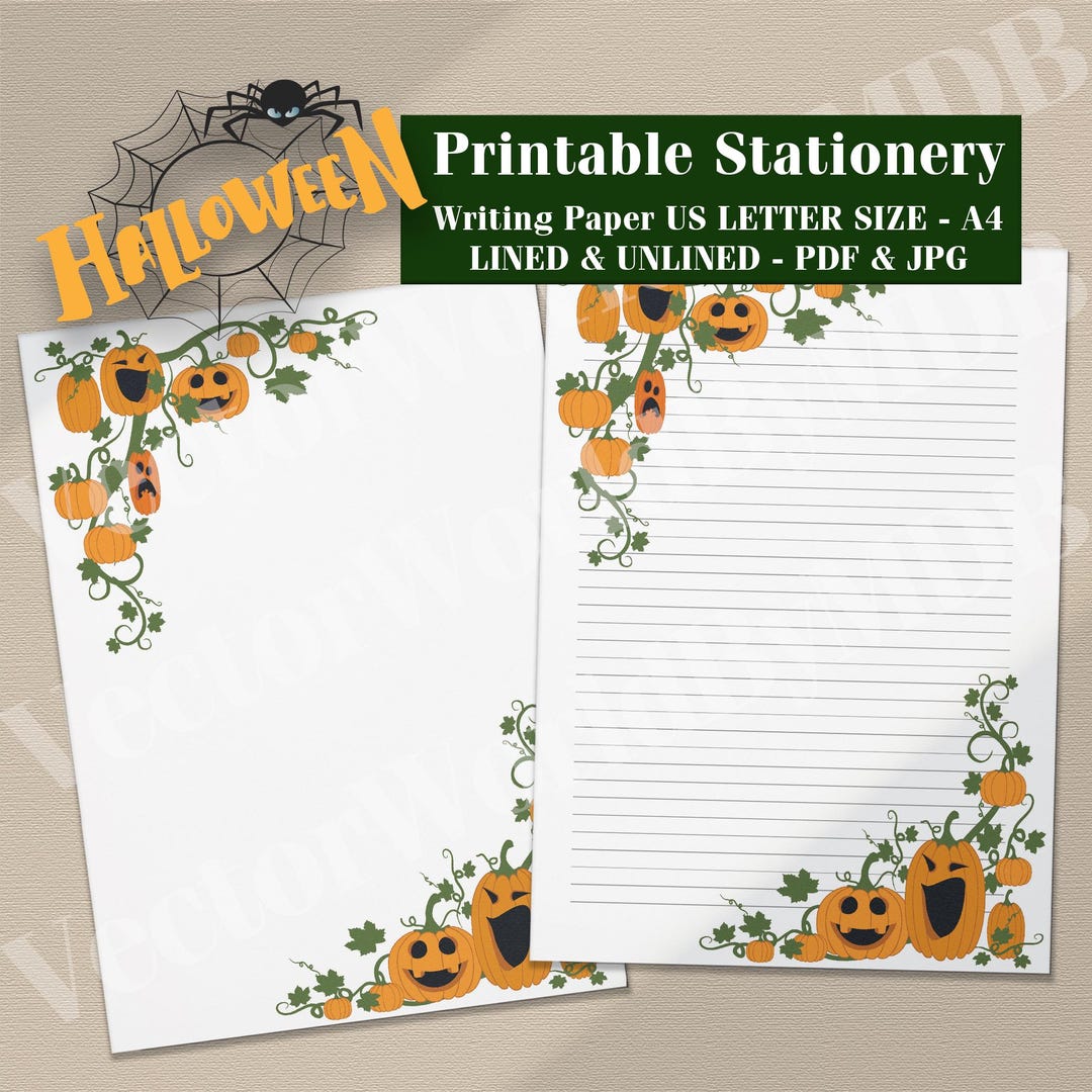 Halloween Printable Stationery: Lined/unlined Paper, A4 Size Letter ...
