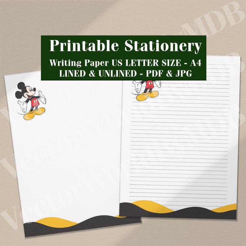 Cartoon Mouse Printable Stationery: Lined/unlined Writing Paper ...