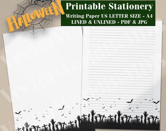 Halloween Printable Stationery: Lined/unlined Paper, A4, Letter Paper ...