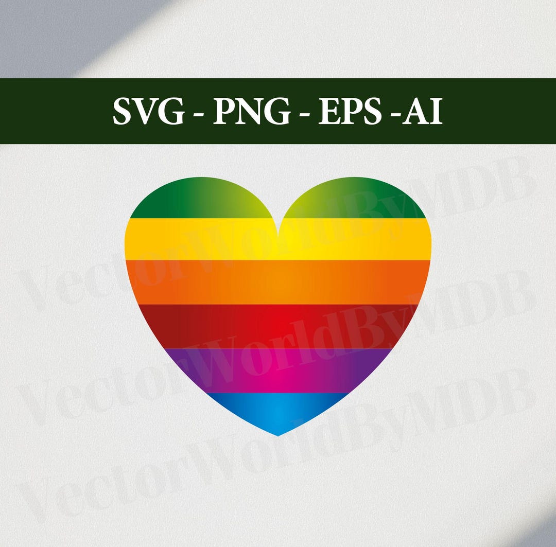 Rainbow Heart Valentines Day Clipart: Silhouette Vector / SVG / PNG ...
