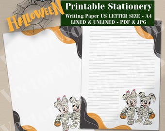 Halloween Cartoon Printable Stationery: Lined/unlined Paper, A4 Size ...