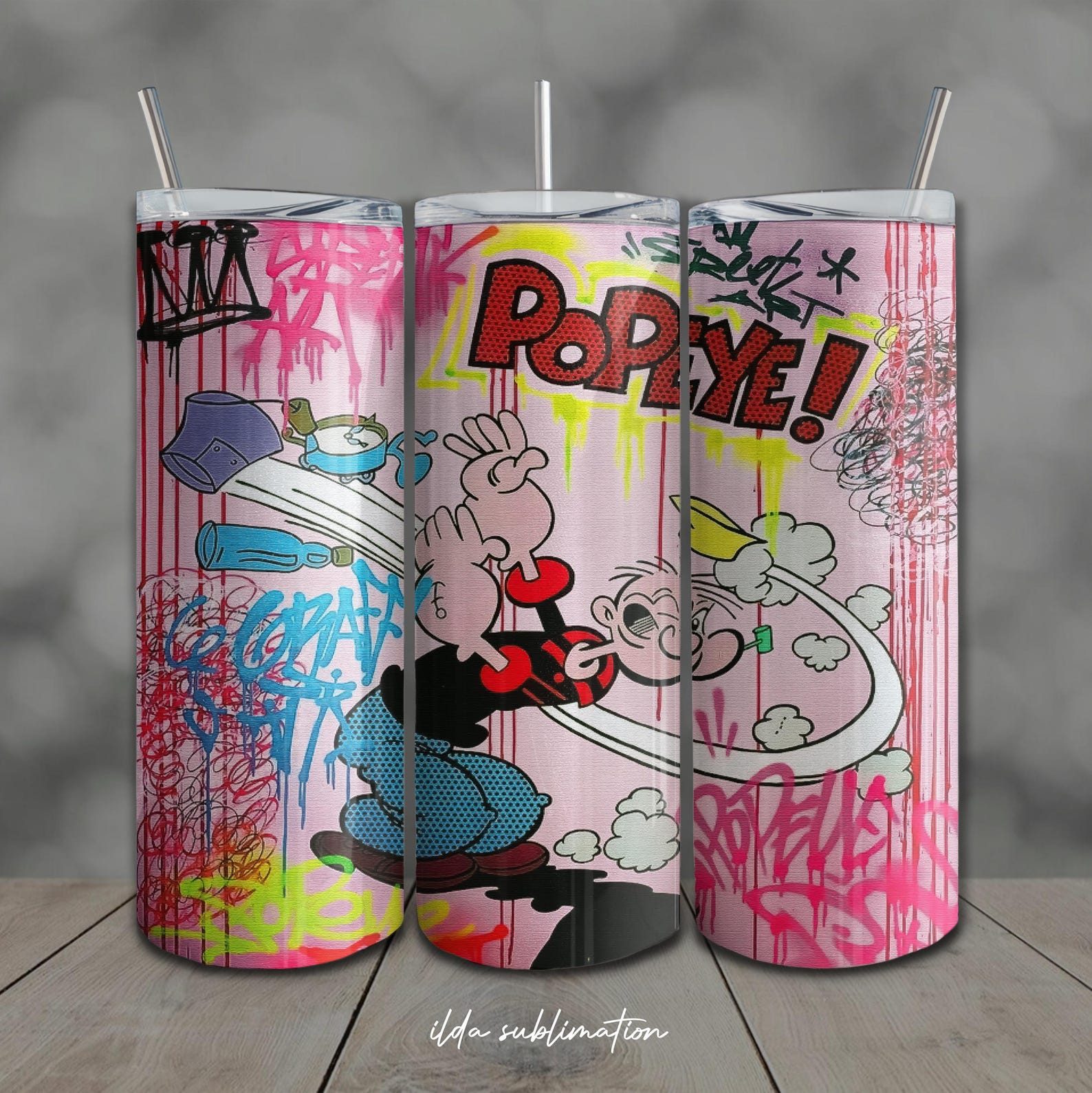 Popeye Sailor Cartoon Tumbler Wrap: 20oz Skinny Sublimation Design PNG ...