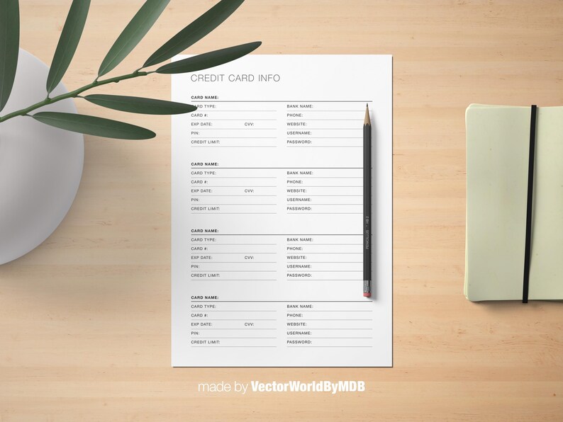Minimalist Credit Card Planner Template: Daily Schedule, Printable A4 ...
