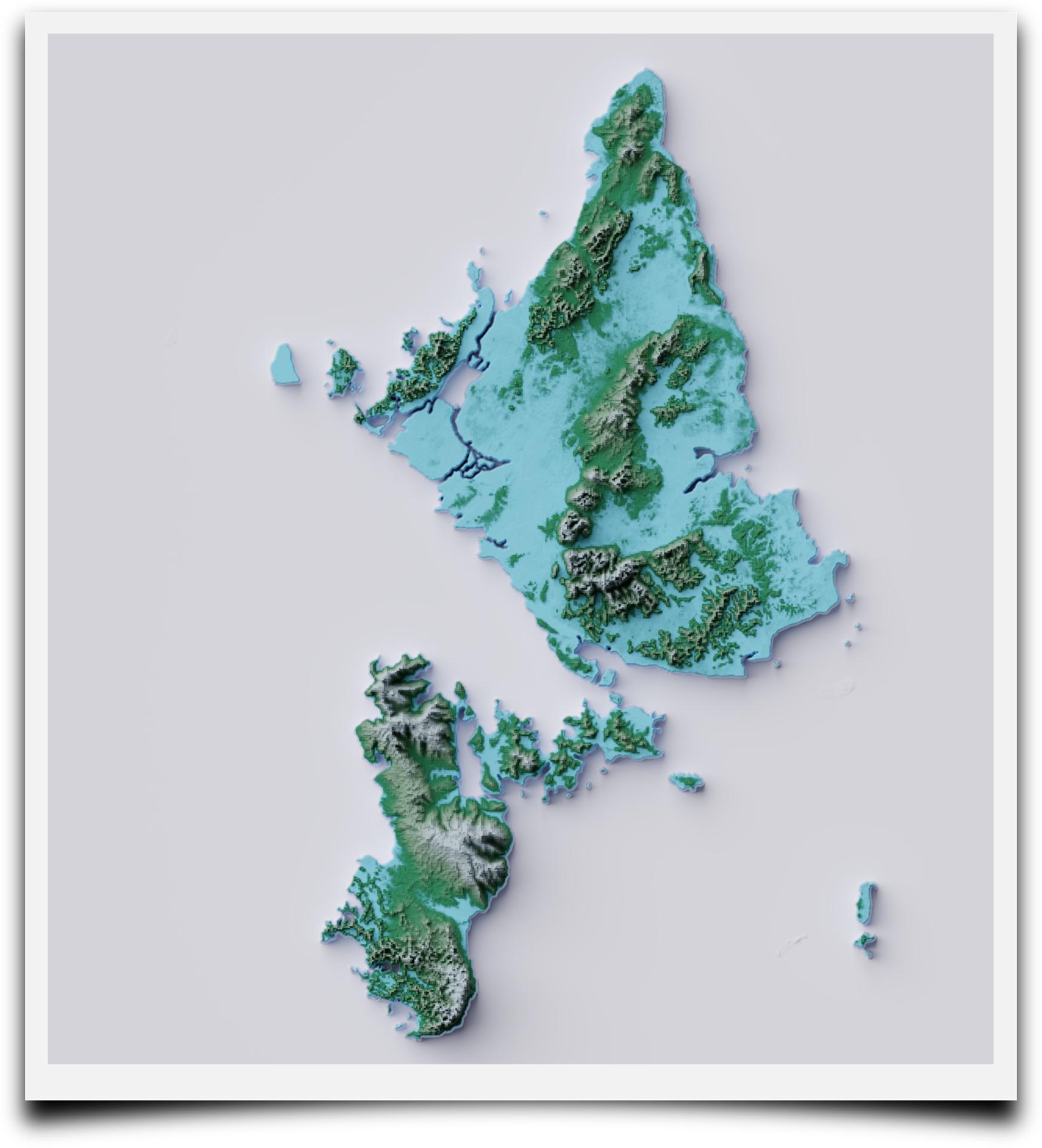 Siargao Island Shaded Releif Map - 3D Topographic Map - Etsy