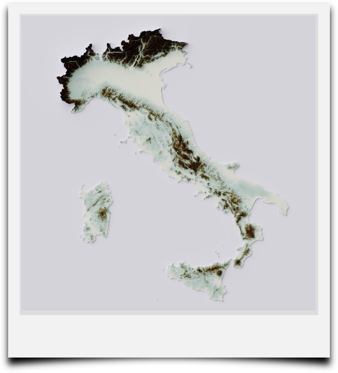 Italy Shaded Relief Map - 3d Topographic Map of Italy - Etsy