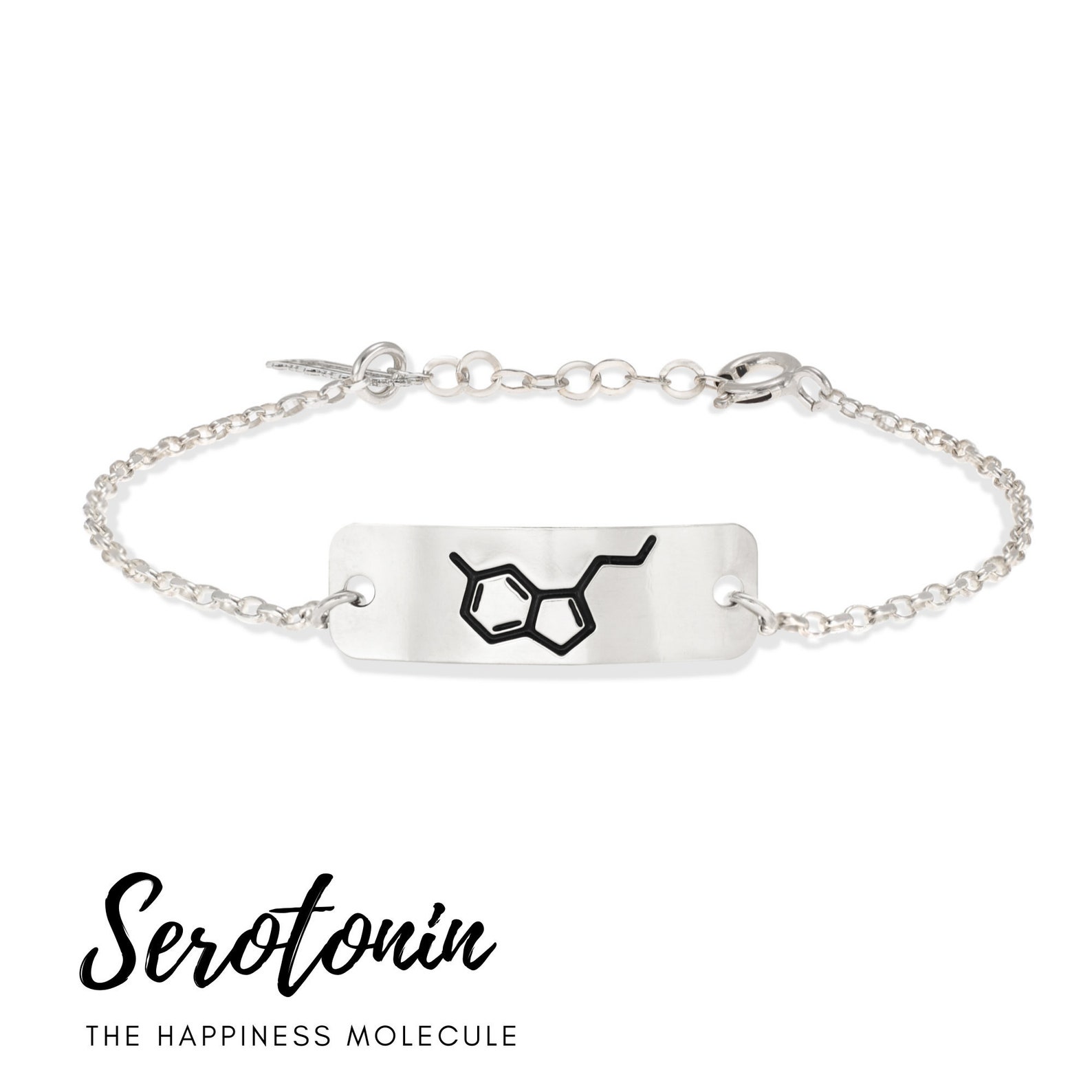 SEROTONIN Bracelet the Happiness Silver Bracelet Happiness - Etsy