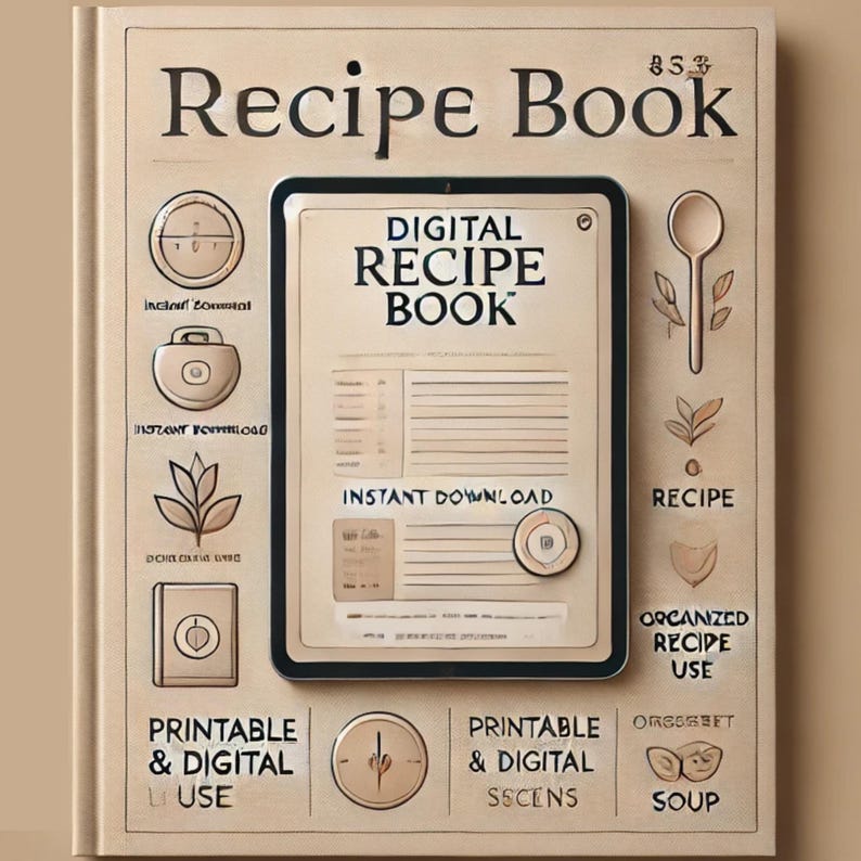 Digital Recipe Book | Printable Recipe Journal | Minimalist Cooking ...