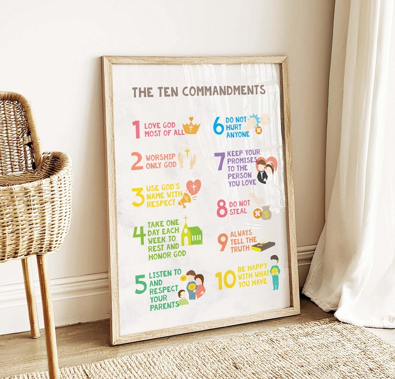 Ten Commandments Poster: Christian Homeschool Decor, Christian ...