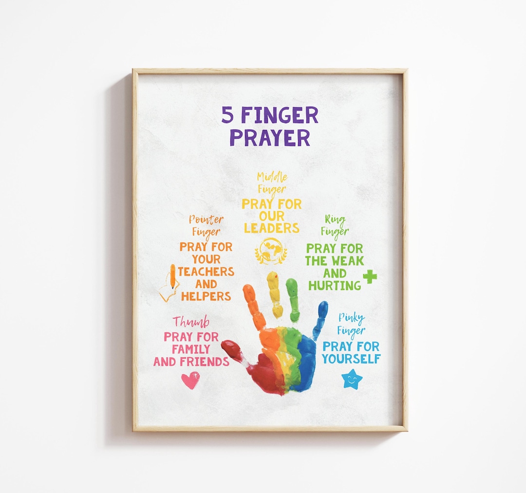 5 Finger Prayer: Christian Homeschool Wall Art - Etsy