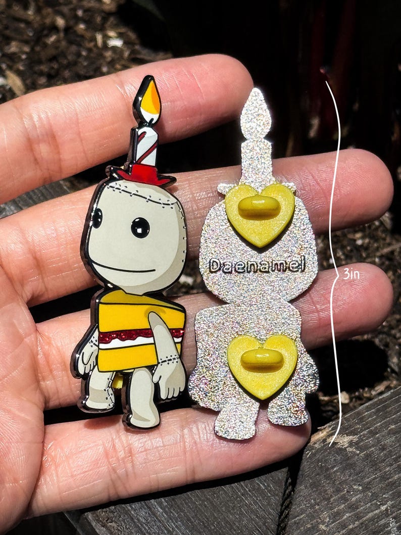 Littlebigplanet Sackboy Birthday Cake Costume Enamel Pin - Etsy
