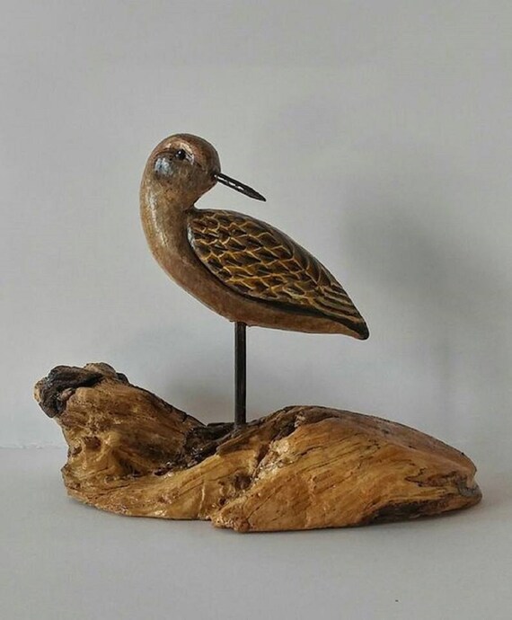 Hand Sculpted Hand Painted Decorative Sandpiper Carving - Etsy