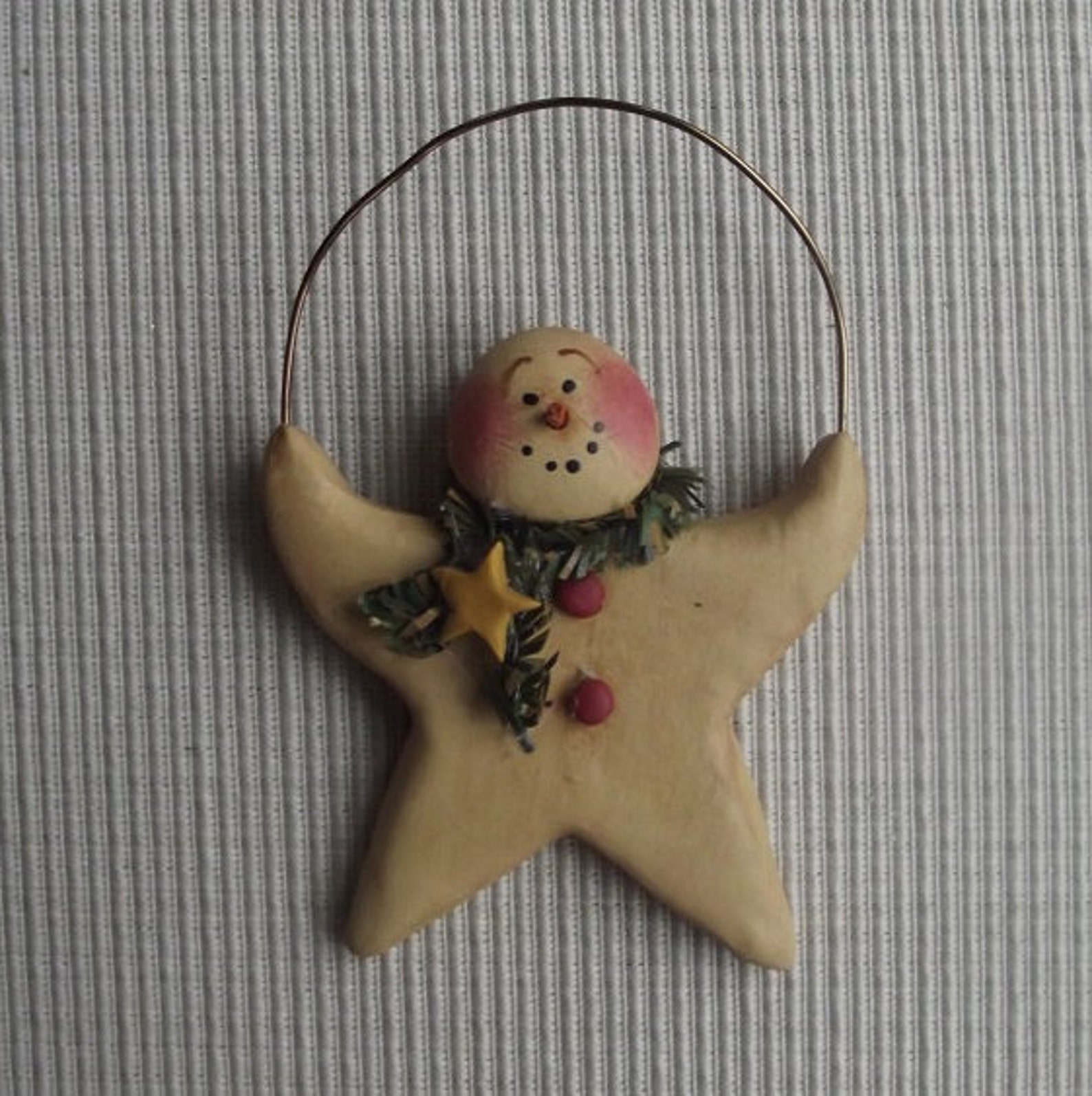 Country Primitive Star Shaped Snowman Ornament With Heart or Star ...
