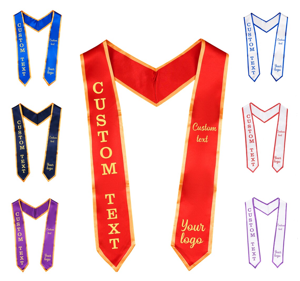 Custom Class of 2025 Stoles Graduation, Personalized Logo Text Grad ...
