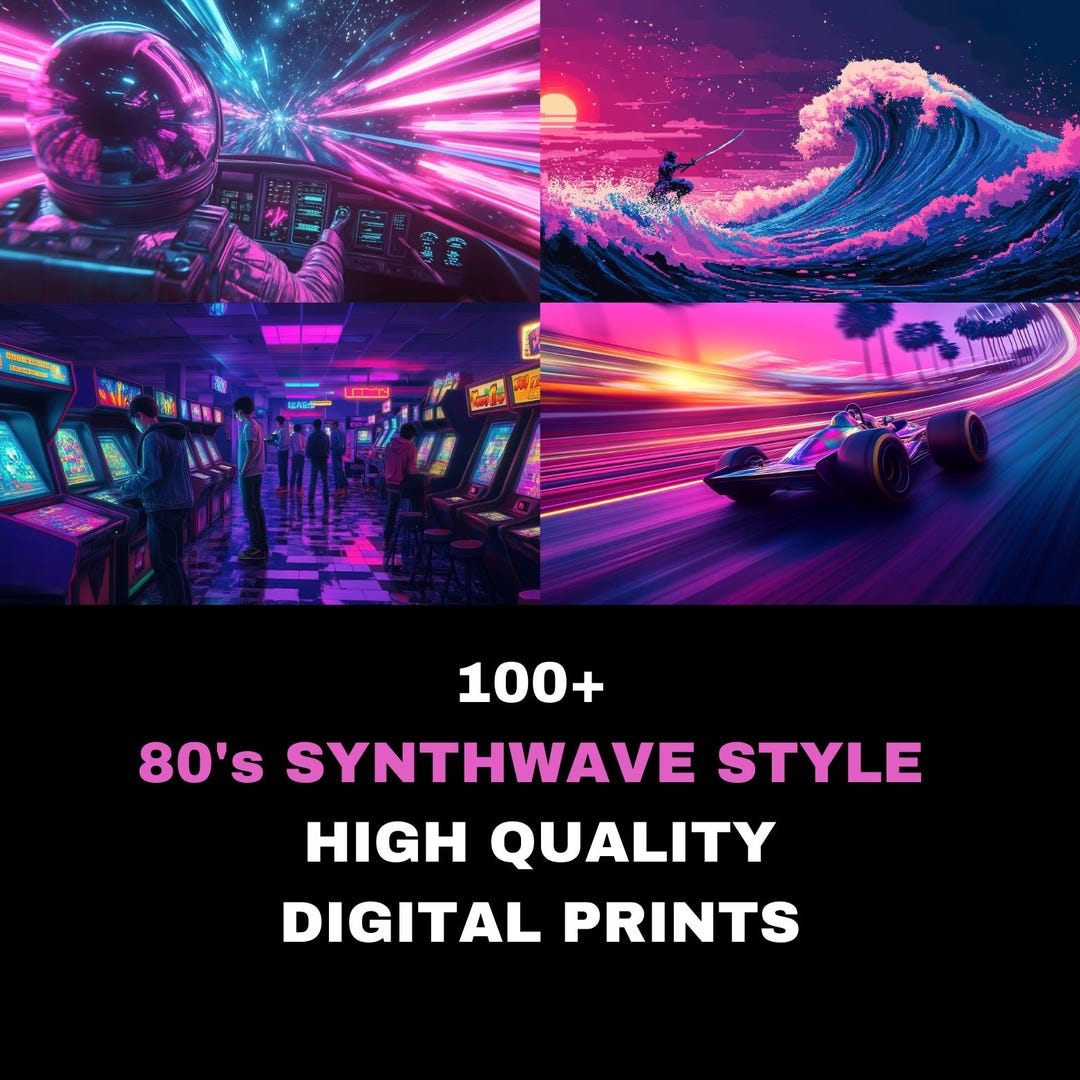 100+ High Quality 80's Synthwave Style Digital Prints | Digital Print ...
