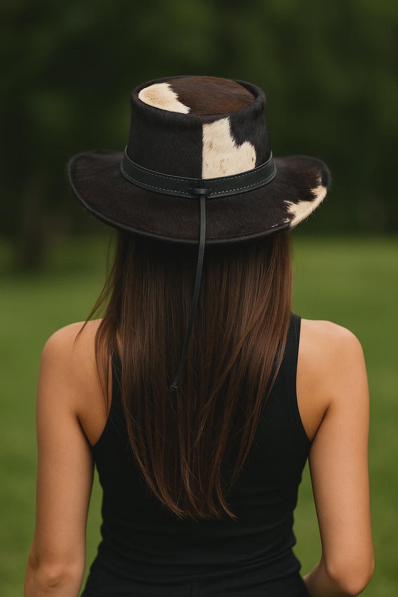 Handmade Cowhide Leather Cowboy Top Hat Western Steampunk Rodeo Style ...